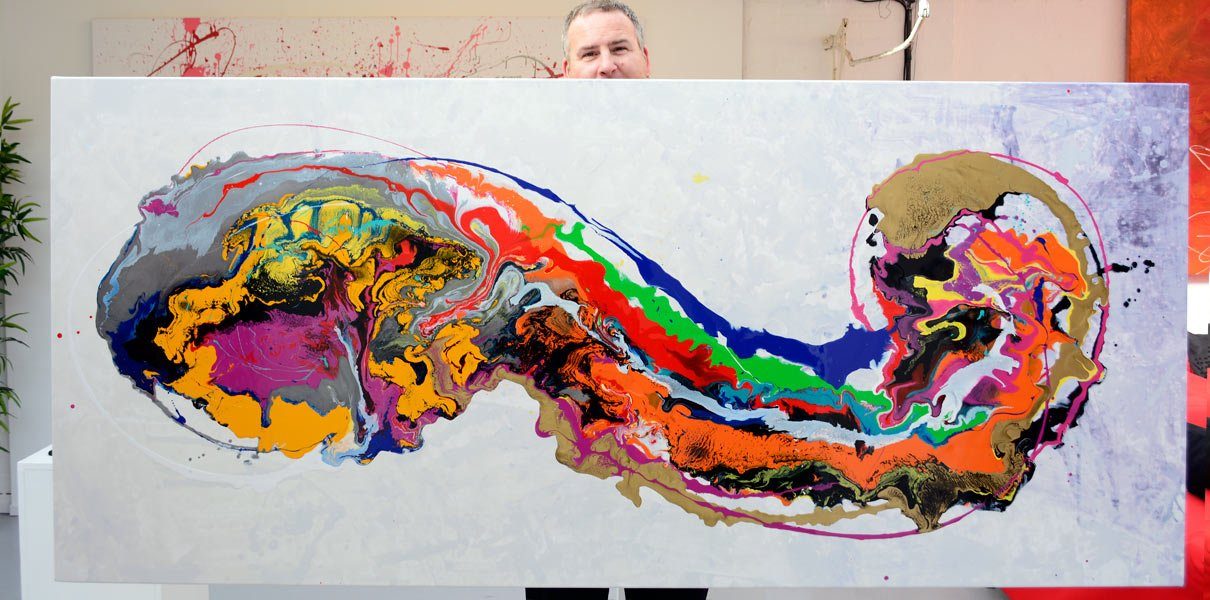 2.2 metre long abstract art | mulit-coloured painting | Swarez