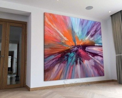 Large square painting in multi colours | Original large art by Swarez