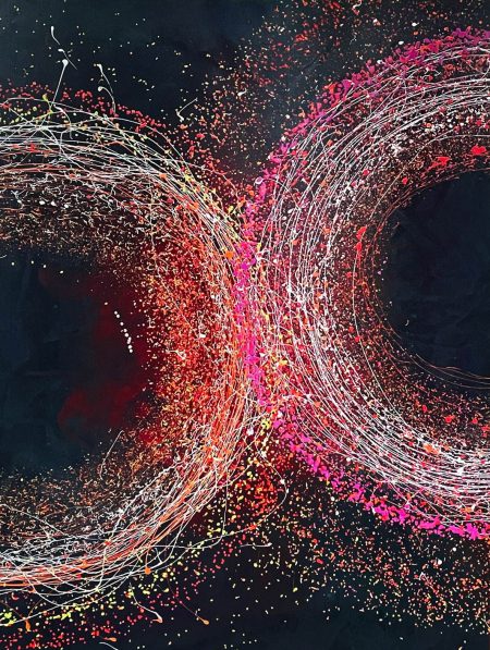 Fantastic contemporary art painting created with two painted halos