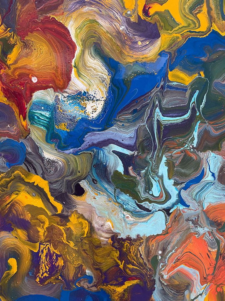Large multi color abstract painting from the studios of Swarez Art