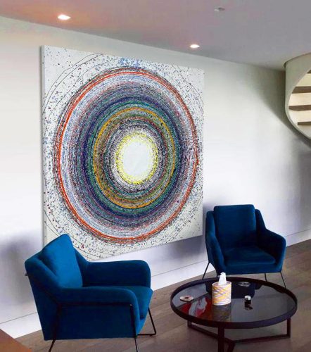 Very large abstract art created with hundreds of circles - 'Aureole'