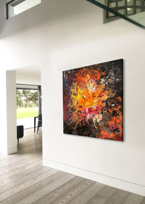 Large fiery modern painting like fire and flames 'Inferno' by Swarez