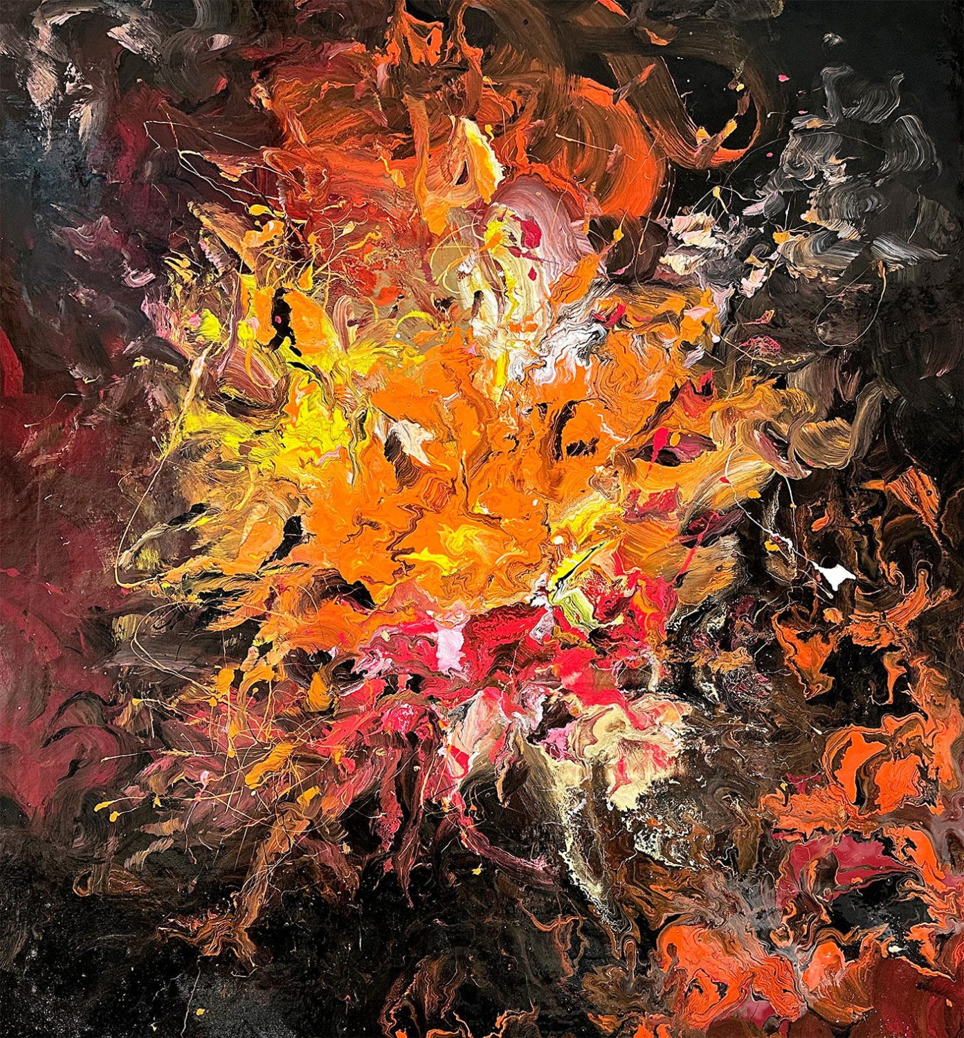 Large fiery modern painting like fire and flames 'Inferno' by Swarez