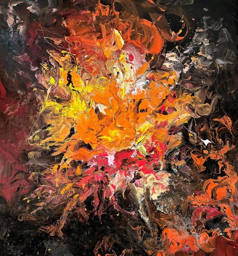 Large fiery modern painting like fire and flames 'Inferno' by Swarez