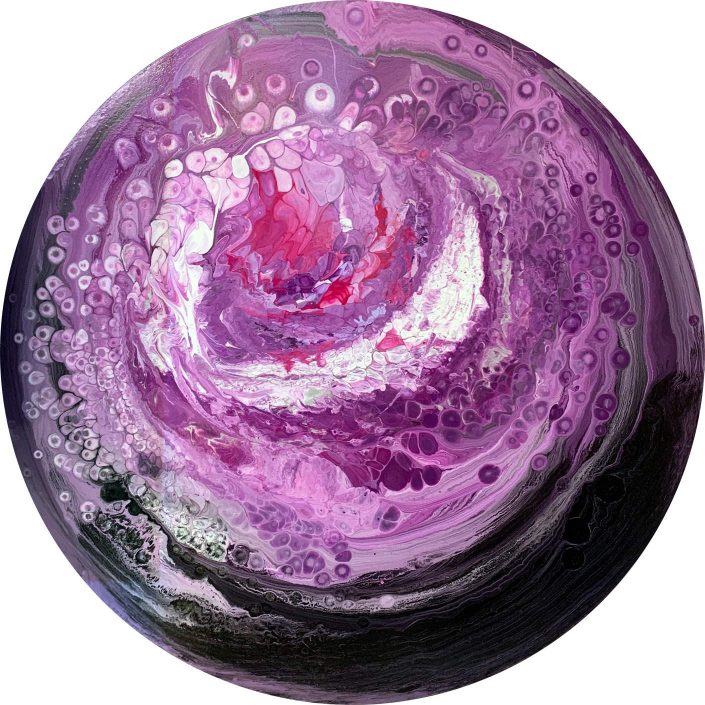 Pink and blue abstract painting with aqua hints - 'Maxima', Swarez