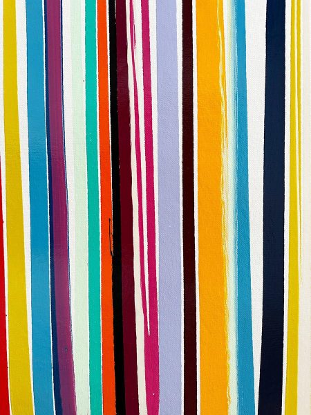 Multi colored striped abstract painting - perfect for behind a sofa