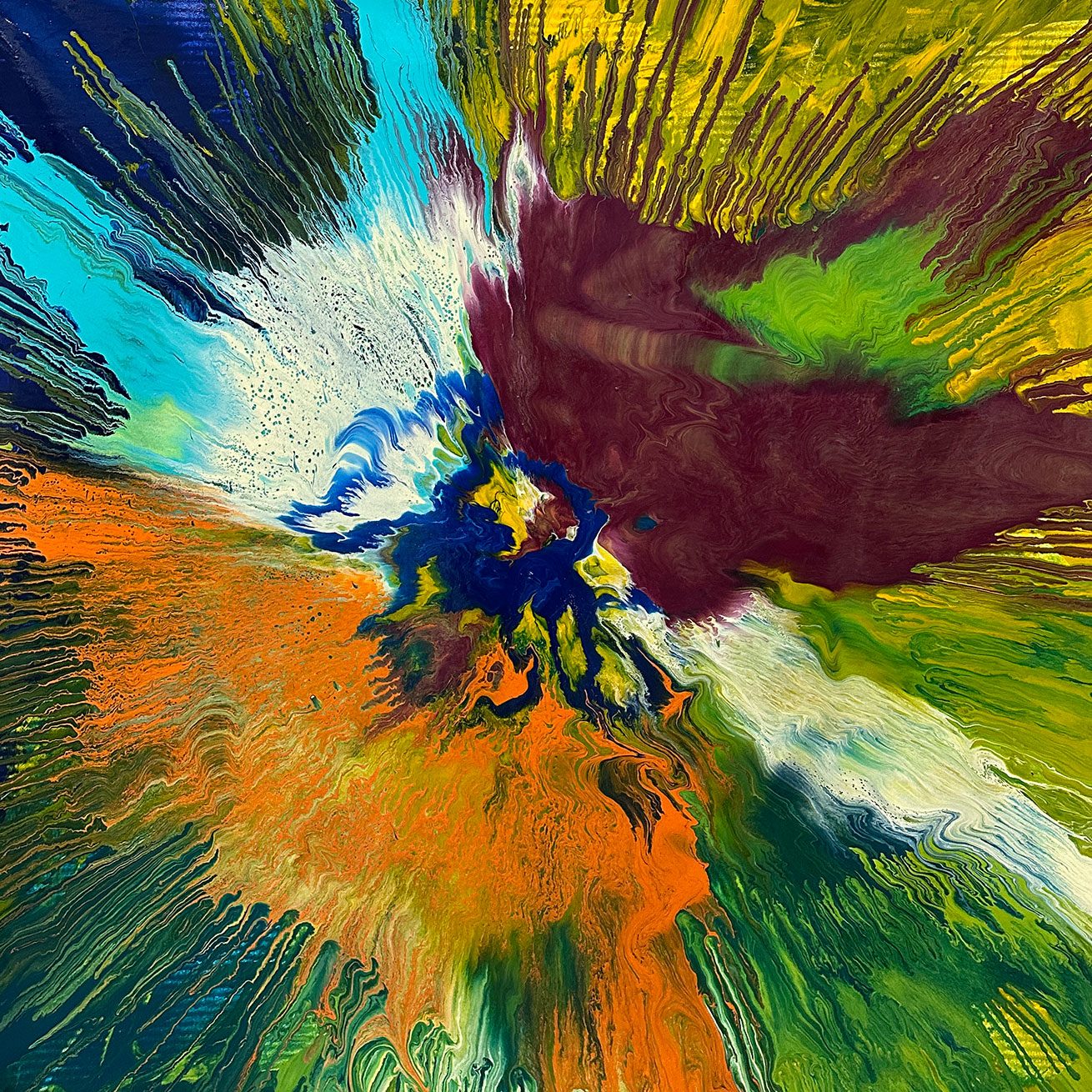 Botanical abstract painting with beautiful colors and shapes